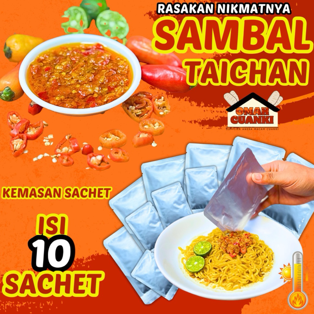 Jual ( 10 SACHET ) SAMBAL TAICHAN SACHETAN RESEP GUDANGSNACK PEDAS ...