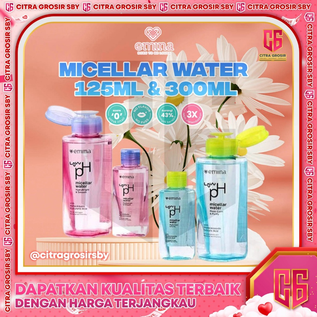 Jual EMINA Low pH Micellar Water Variant 125 & 300mL || Micellar Water ...