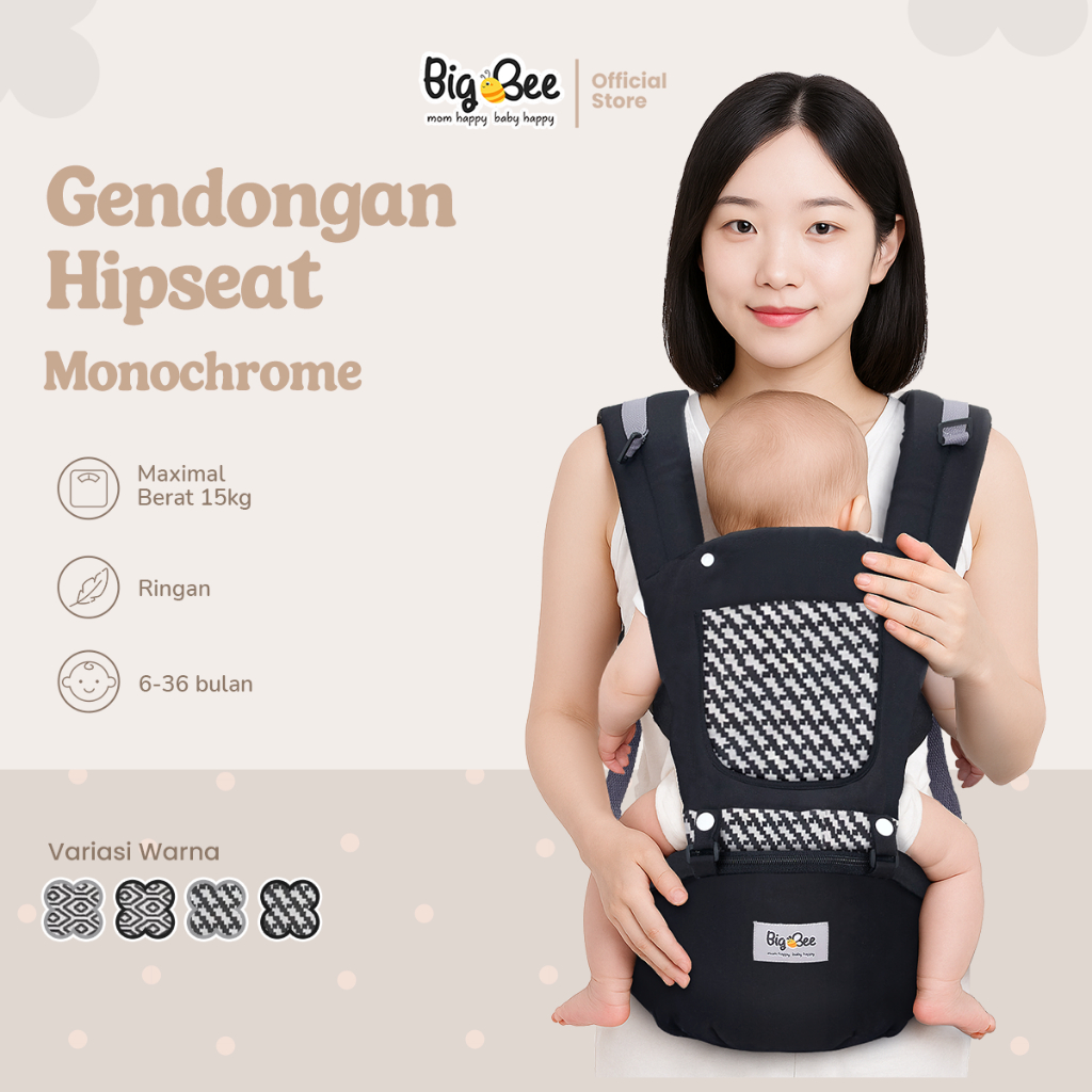 Jual Big Bee Gendongan Hipseat Saku Monochrome Series | Shopee Indonesia