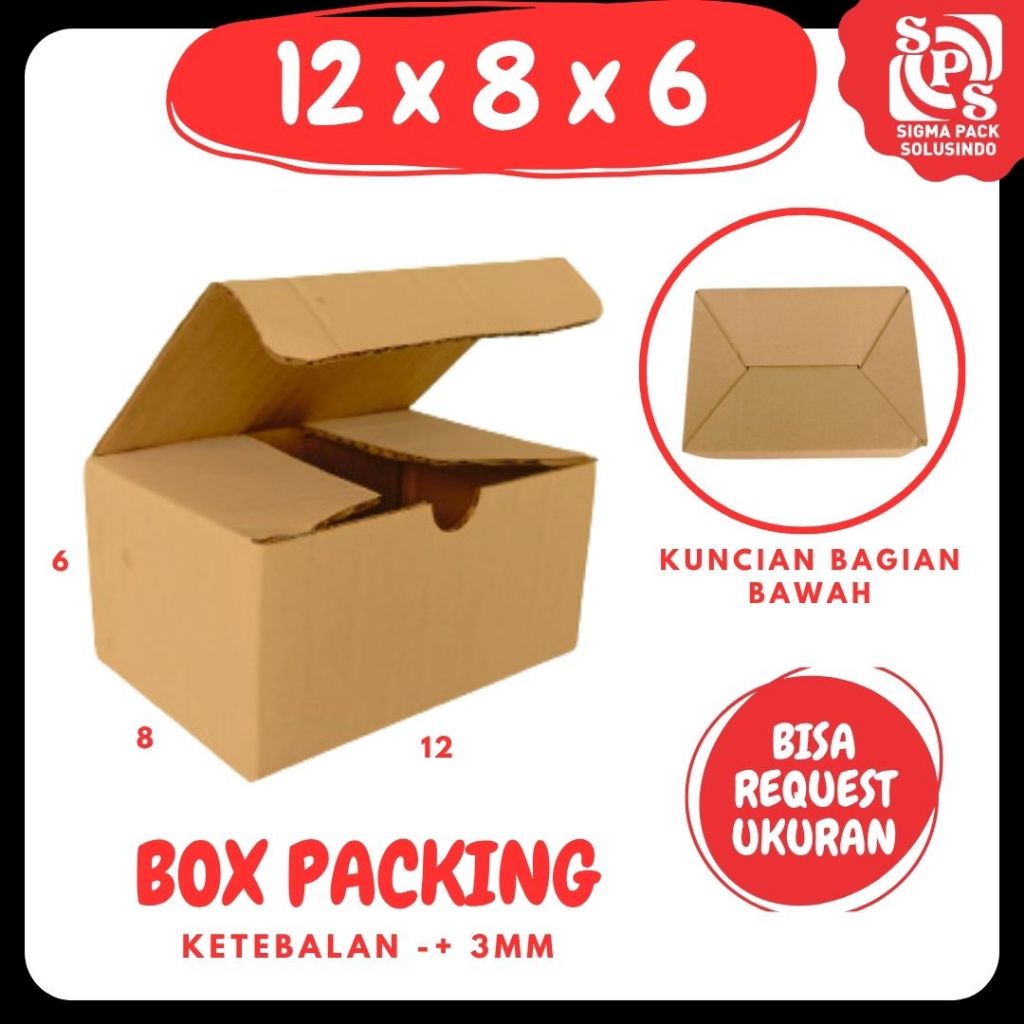 Jual Kardus 12x8x6 Box A0 Packing Karton Dus Kotak Kemasan Paku Baut ...