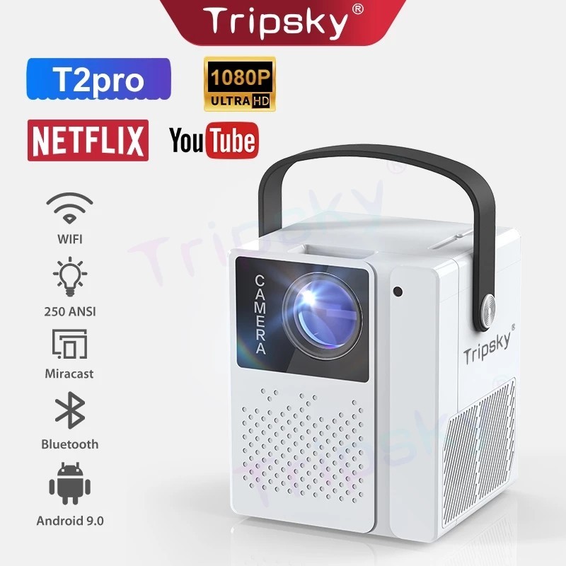 Jual Tripsky T2pro Proyektor Android 9.0 OS LCD Display Built-in Speaker WiFi Portable Home ...