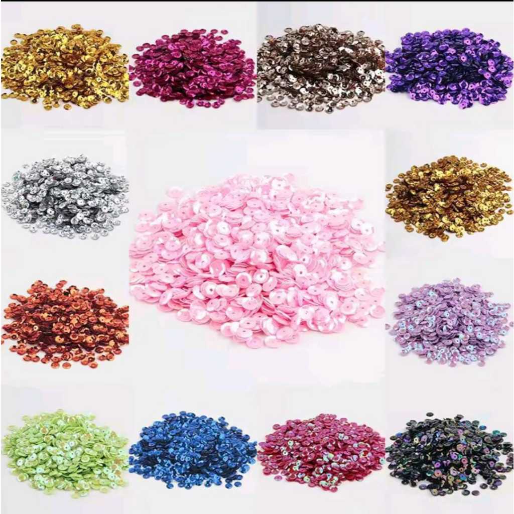 Jual [450 Gram] Payet Piring Ramboci 6 mm Sequin Payet Bulat Per Pon ...