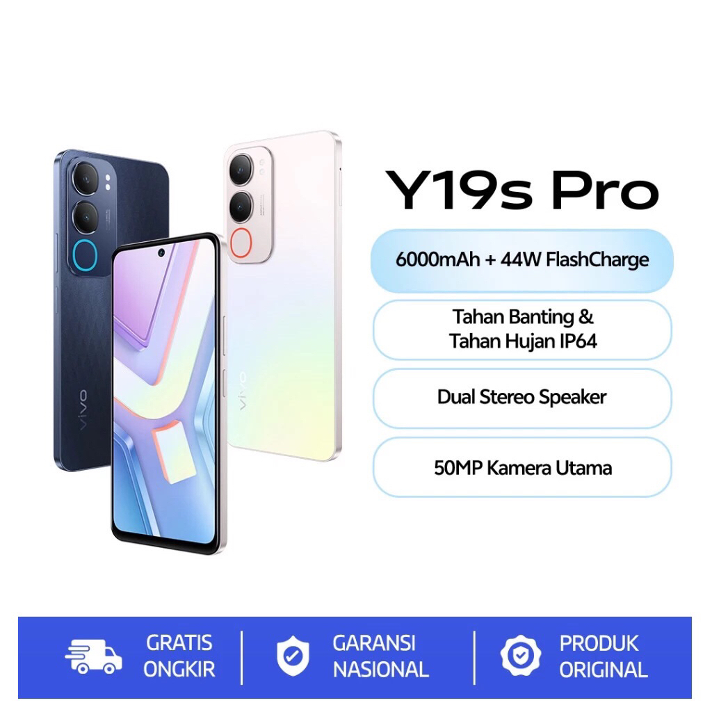 Jual vivo Y19s Pro (4/64GB - 4/128GB - 6/128GB) Extended RAM - Unisoc T612 - MIL-STD-810H tahan ...