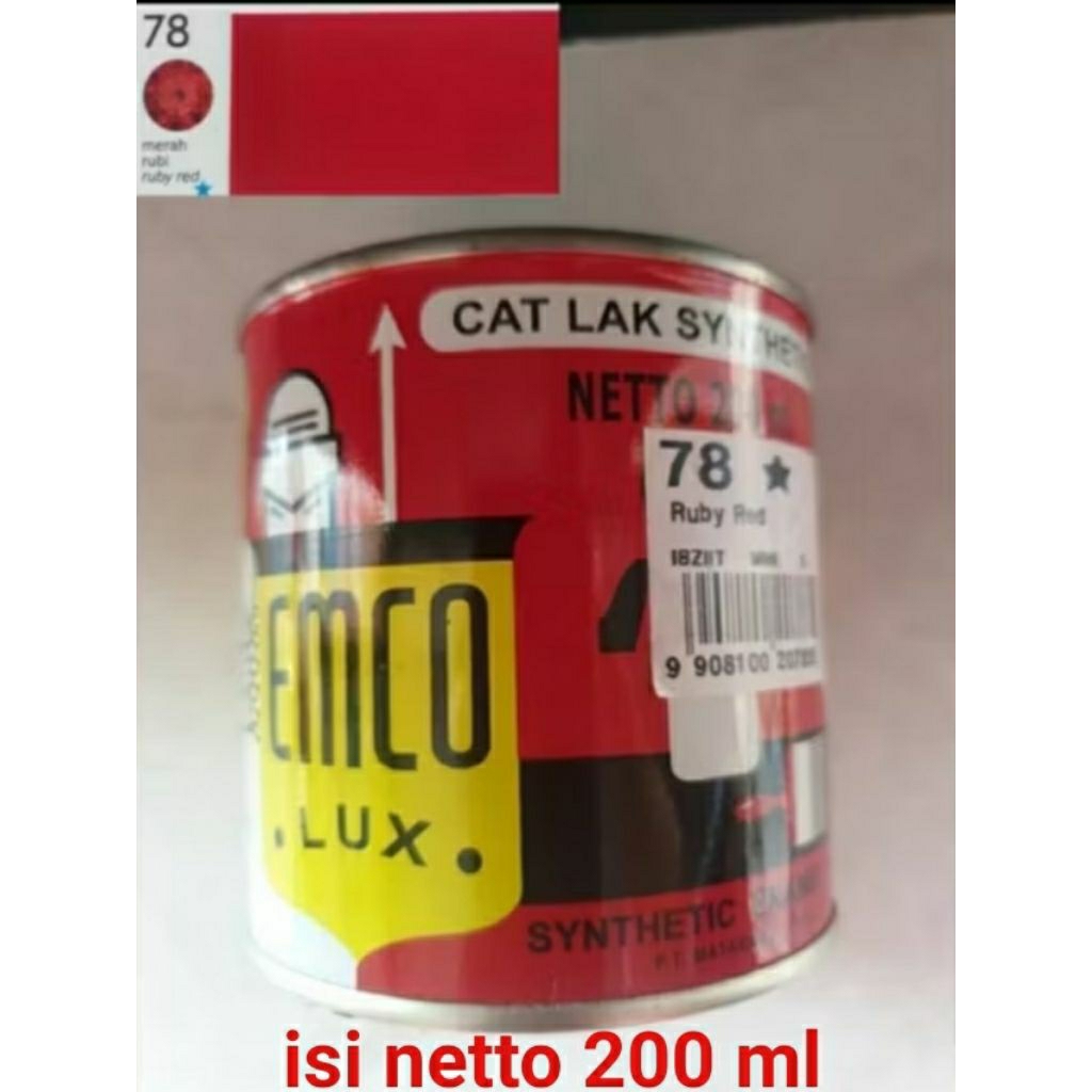 Jual Cat kayu dan besi emco warna merah rubino no 78 , isi netto 200 ml ...