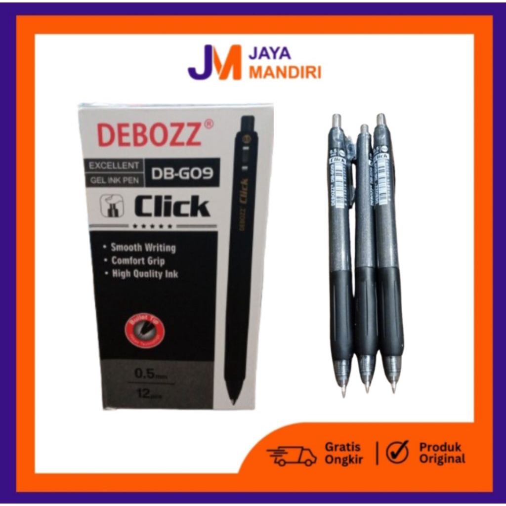 Jual (12Pcs) Pulpen Gel DEBOZZ DB-G09 0.5mm – Click | Shopee Indonesia