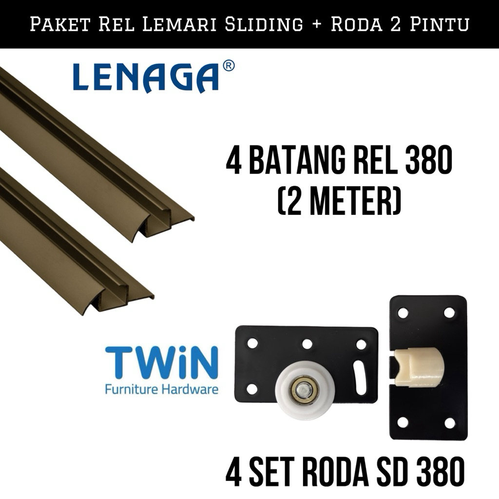 Jual (2 Pintu + 2 Meter) Rel Lemari Sliding Timbul 2 Pintu 2 Meter Rel ...