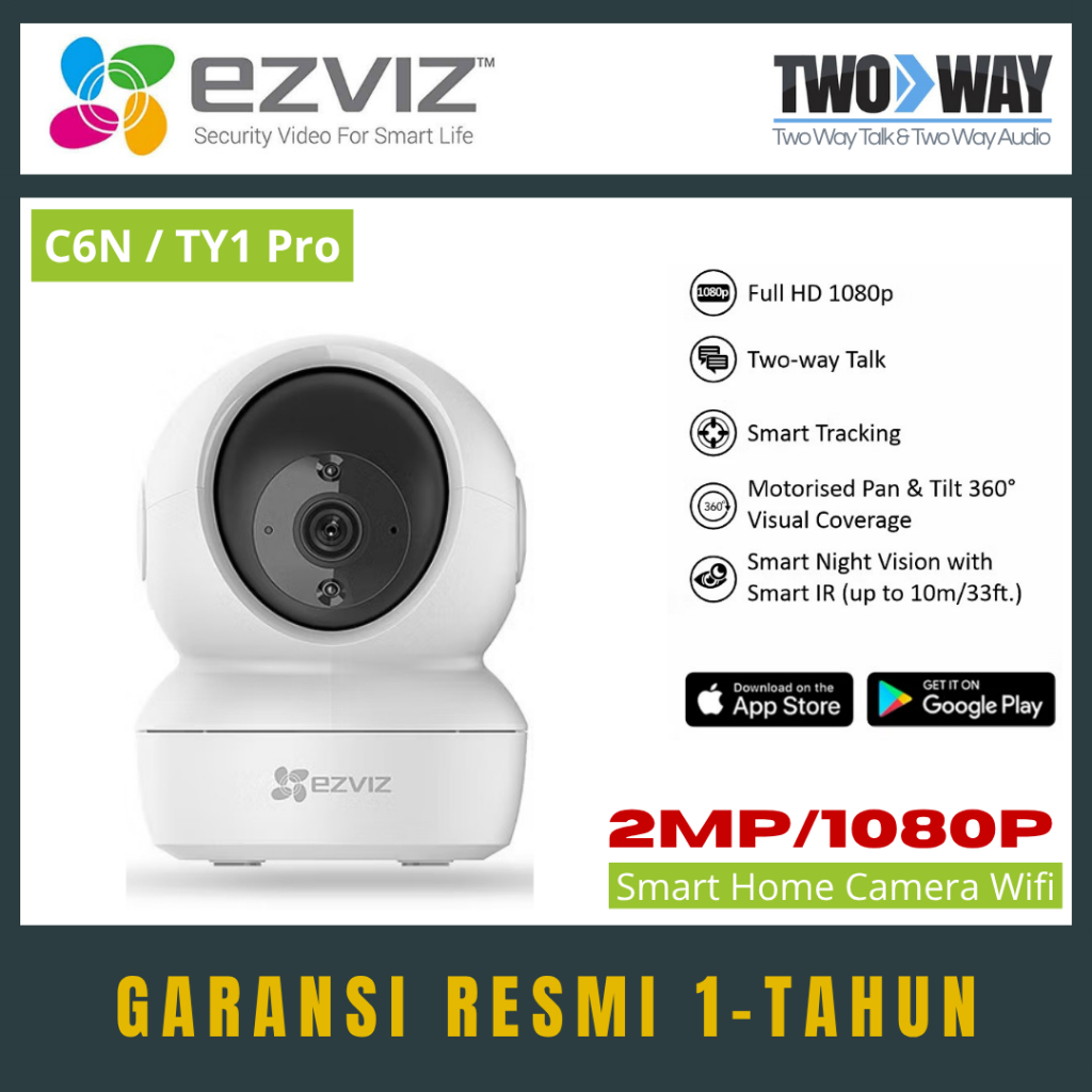Jual EZVIZ C6N 2MP / TY1 2MP INDOOR CCTV WIFI CAMERA WIRELESS | Shopee ...