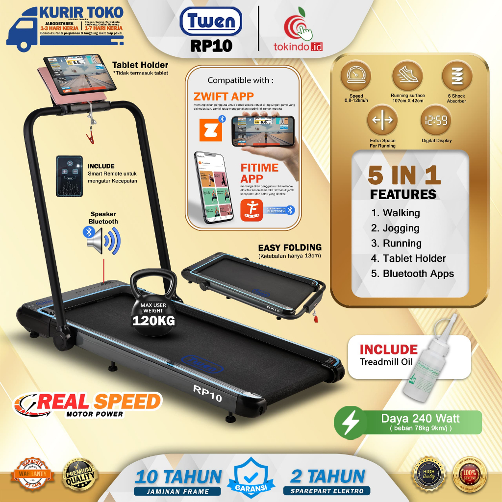 Jual TWEN RP10 Treadmill Listrik Treadmill Portable Treadmill Walking ...