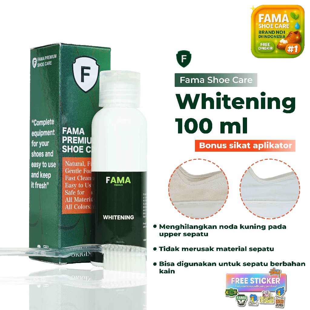 Jual FAMA-Whitening Sepatu 100ml-Penghilang noda kuning sepatu-Pemutih ...
