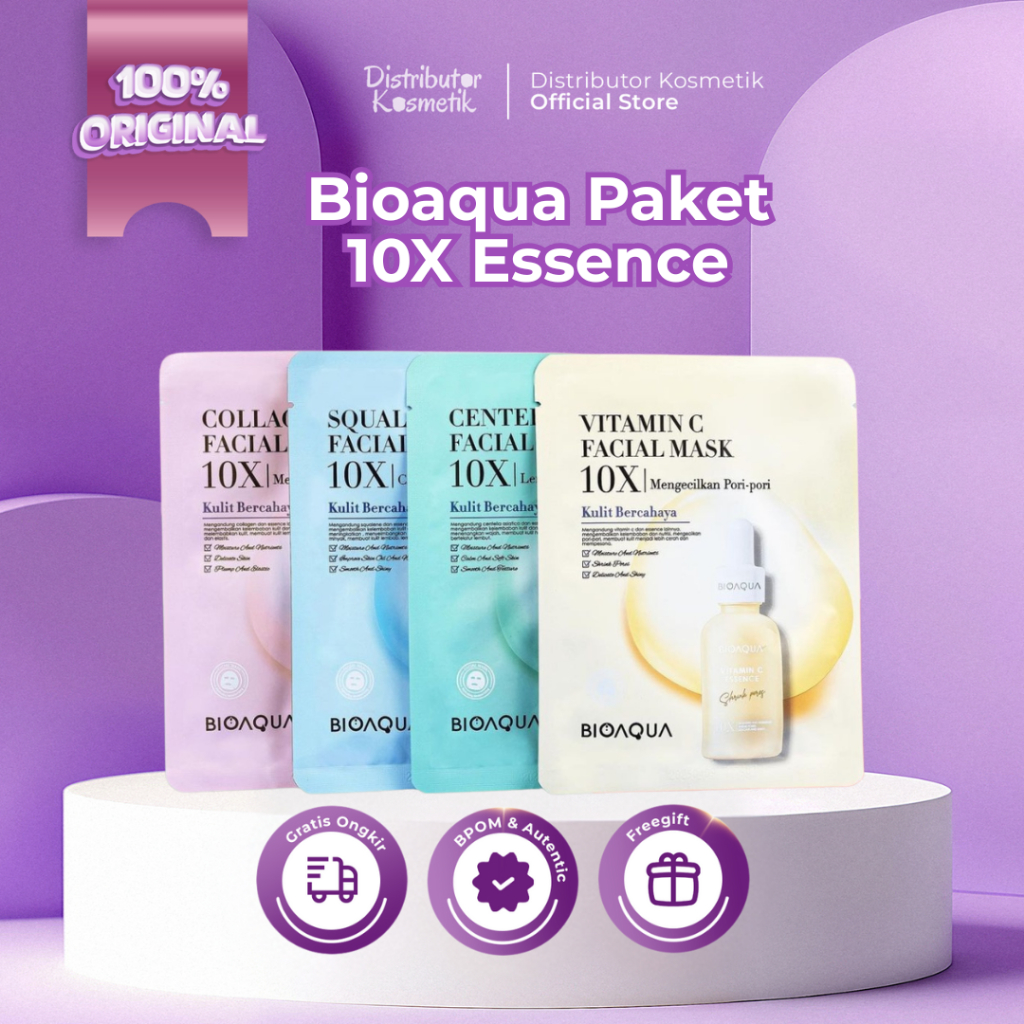 Jual [ AGEN RESMI ] ( 40 PCS ) Paket Usaha BIOAQUA Sheet mask 10X Essence The Effect Masker ...