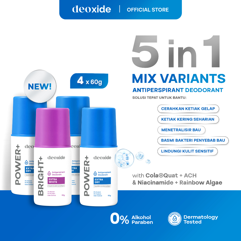 Jual Deoxide Antiperspirant Deodorant Roll On POWER+ For Hyperhidrosis ...
