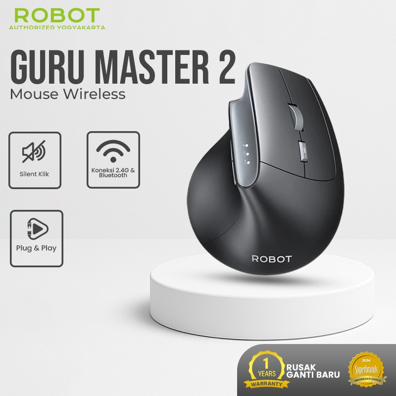 Jual ROBOT Guru Master 2 Mouse Wireless Vertikal Ergonomis Bluetooth ...