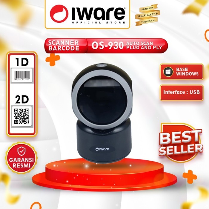 Jual BARCODE SCANNER IWARE OMNI 2D OS-930 USB QR CODE (MODEL DUDUK ...