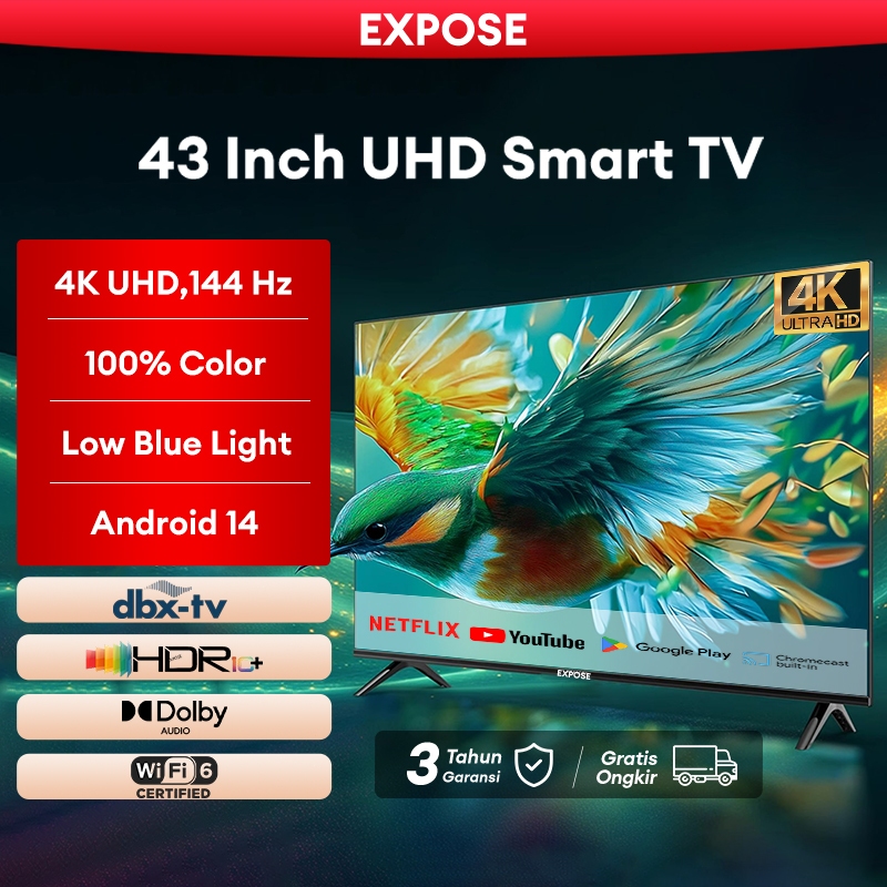 Jual EXPOSE Smart TV 43 Inch Android TV 32/43 Inch 4K UHD LED Dolby ...