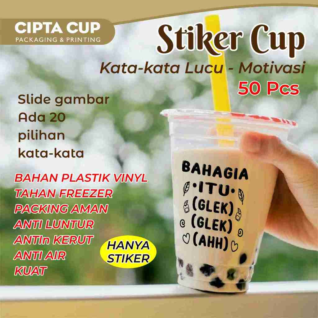 Jual Stiker kata kata lucu motivasi qoute Trasparant minuman cup/botol ...