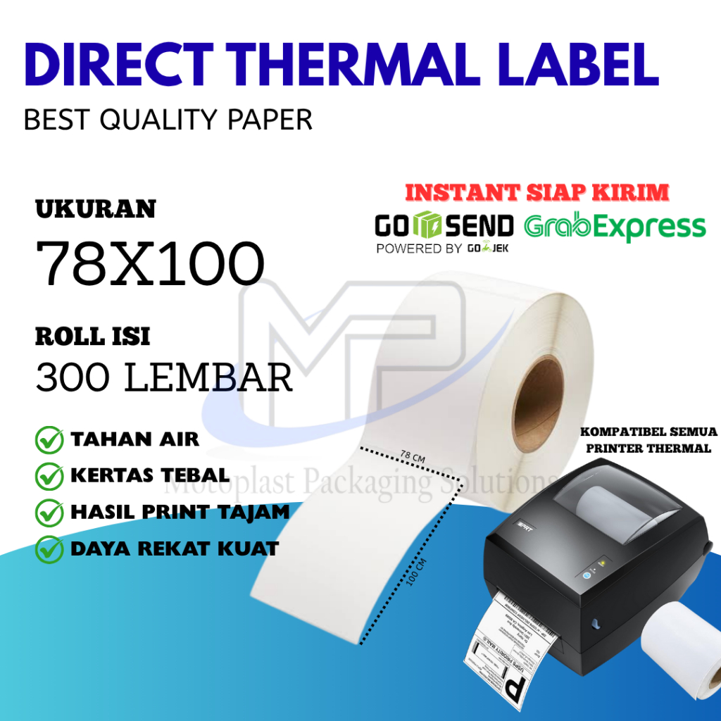Jual KERTAS STICKER THERMAL 78x100mm isi 300 LBR | STICKER LABEL ...