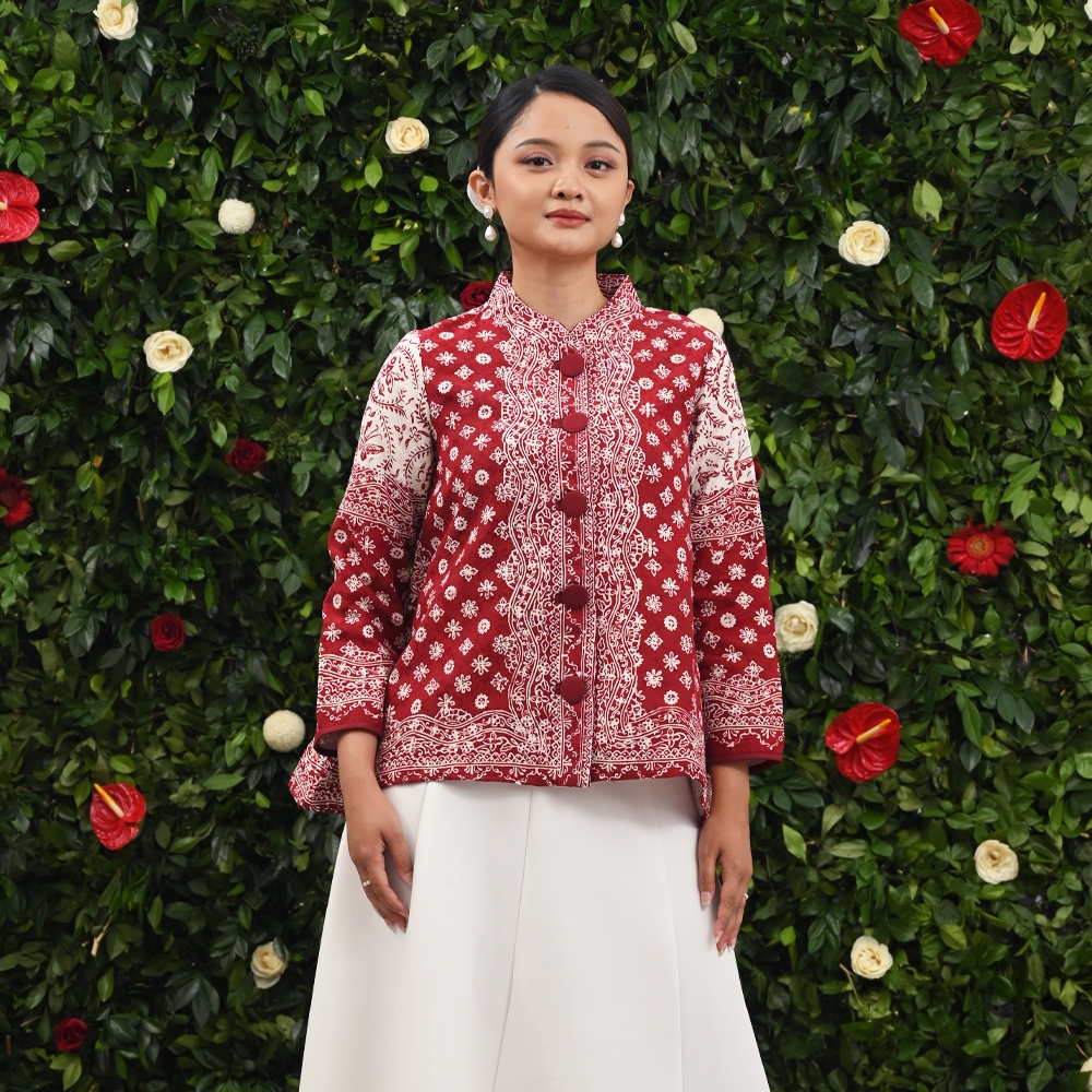 Jual NONA RARA - Okta Kancing Dobi Merah Putih T4431, Baju kerja batik ...