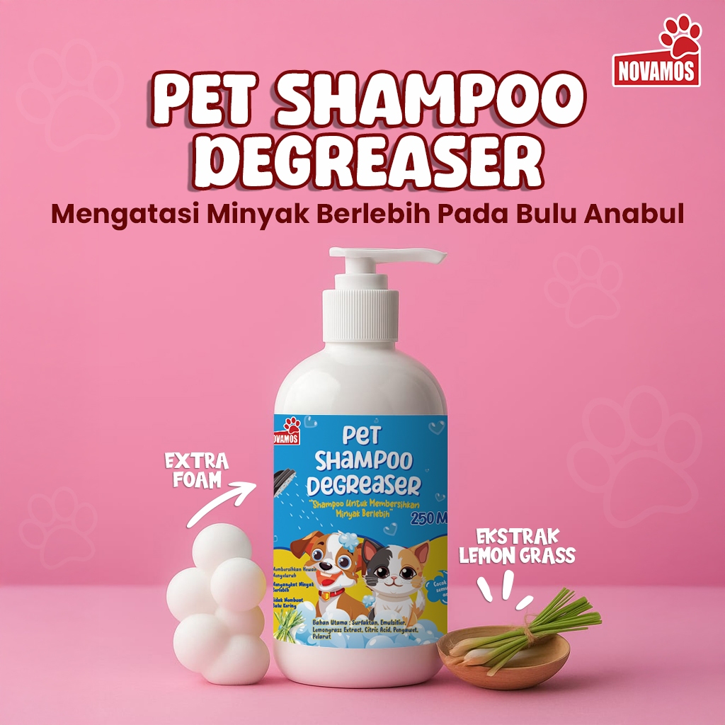 Jual NOVAMOS Shampoo Degreaser Membersihkan Minyak Berlebih Kucing dan Anjing 250 ML | Shopee ...