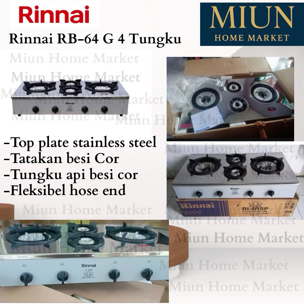 Jual Rinnai Kompor Gas 4 Tungku RI 4 RSPN /RI-4RSPN RI4RSP RI4RSPN/Api ...