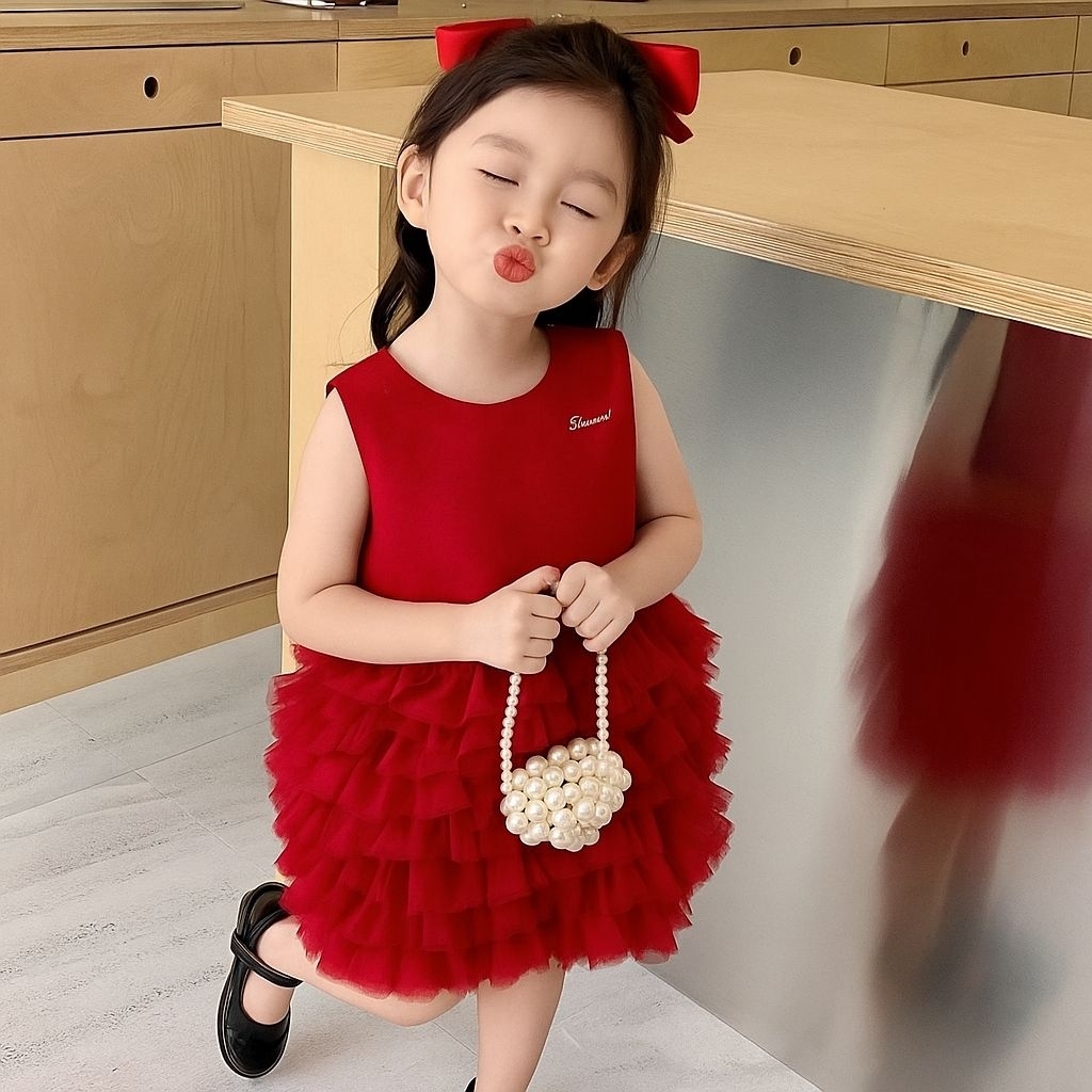Jual (SIZE 6-12BLN, 2,3,4TH) *MODEL ATAS LUTUT* DRESS MERAH REMPLE ...