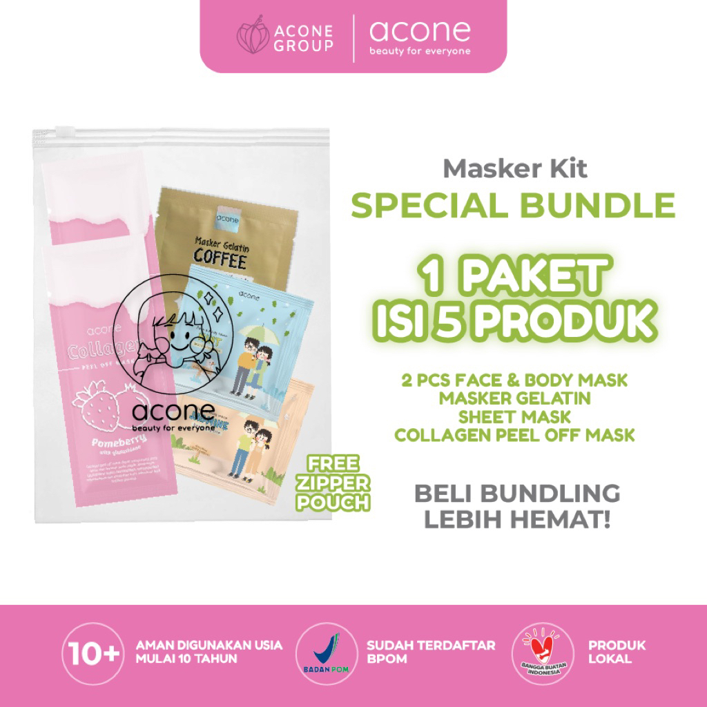 Jual ACONE - [BUNDLE ISI 5] Paket Masker Kit Acne Brightening Dark Spot ...