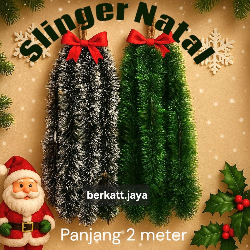 Jual Slinger Natal PREMIUM 2meter GARLAN Tinsel hijau salju slinger ...