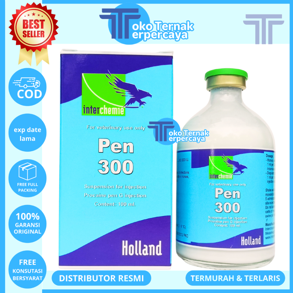 Jual PEN 300 ISI 100ML - Obat Infeksi Hewan Sapi Kambing Domba Kuda ...