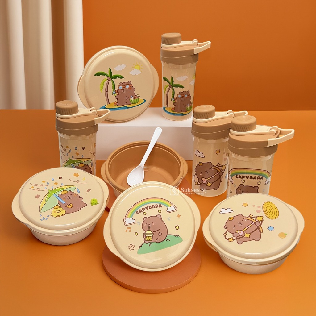 Jual Capybara Lunch Box 8001 Plastik + Sendok – Bekal Anak Lucu, Anti ...
