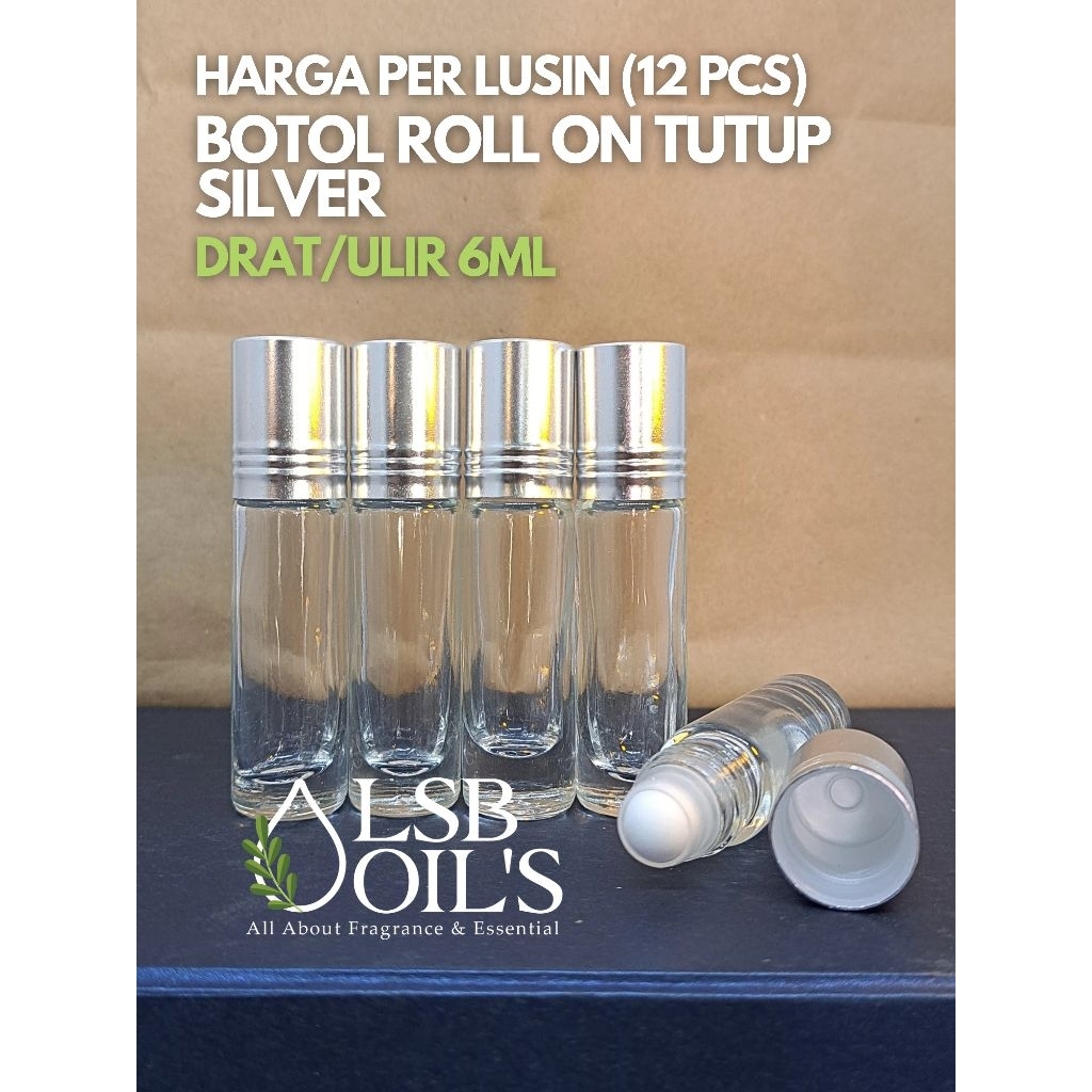 Jual BOTOL ROLL ON 6ML TUTUP ULIR SILVER - BOTOL PARFUM KOSONG KACA ...