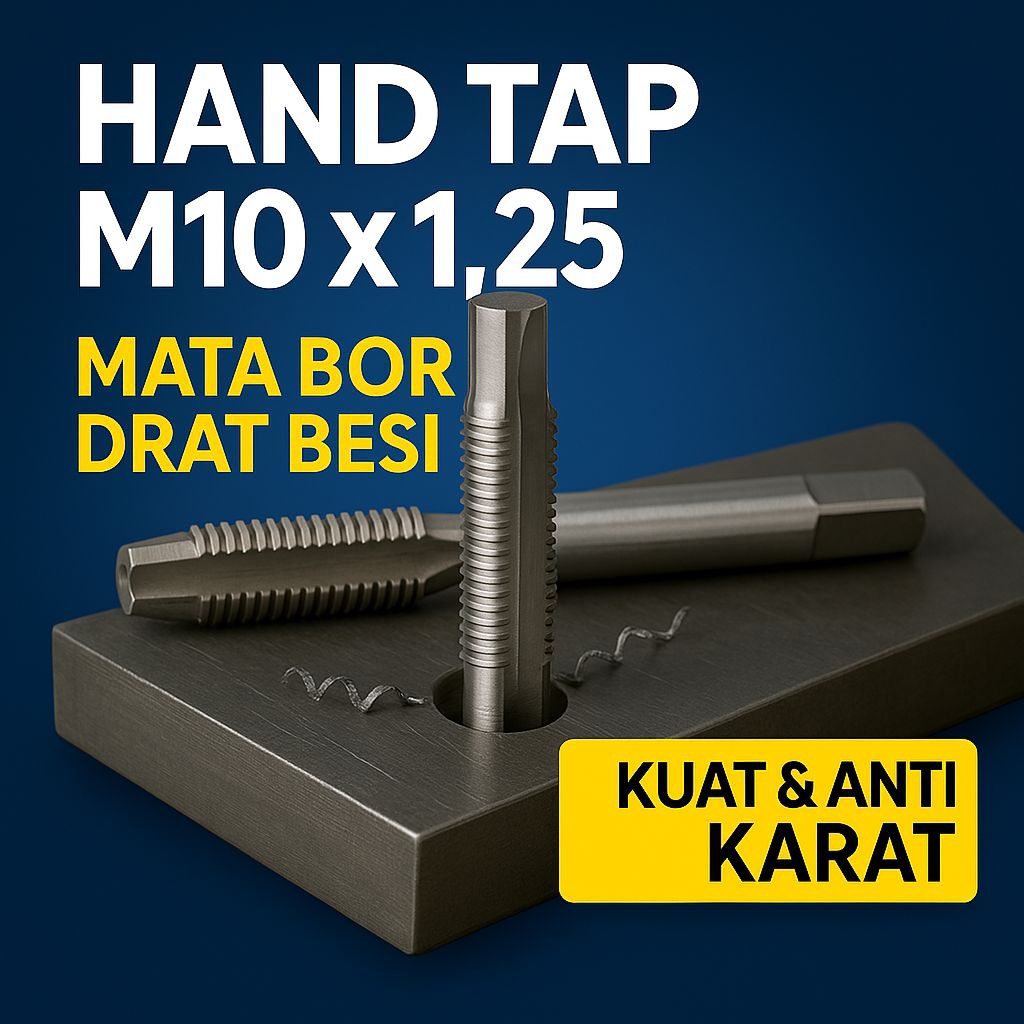 Jual hand tap m10 x 1,5 mata tap drat m10, mata bor ulir m10, tap drat ...