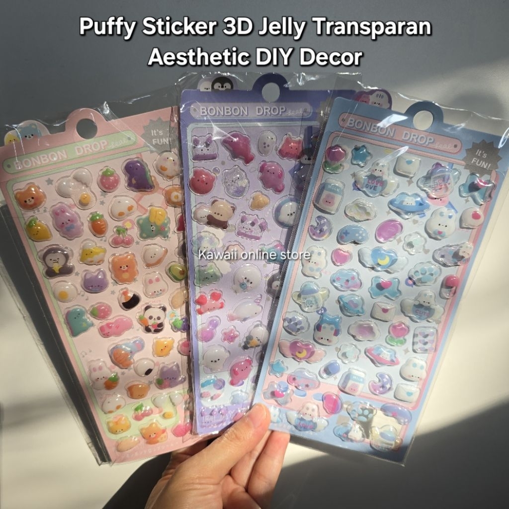 Jual Sticker Timbul Puffy 3D Relief Jelly Bonbon Drop Stiker Cartoon ...