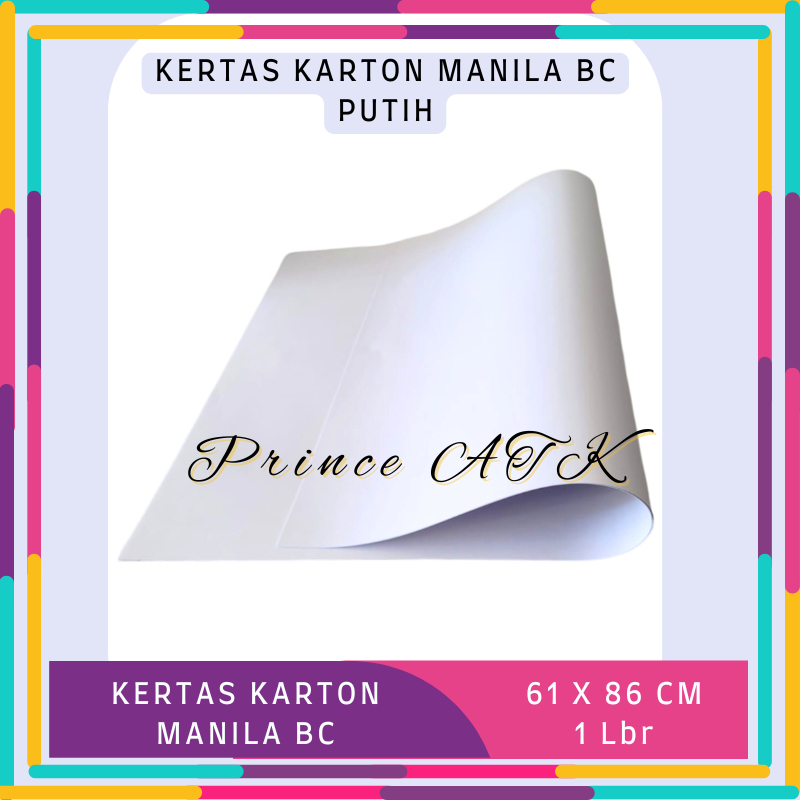 Jual [1 lbr] KERTAS KARTON MANILA BC UKURAN 61 X 86 CM WARNA PUTIH SAJA ...