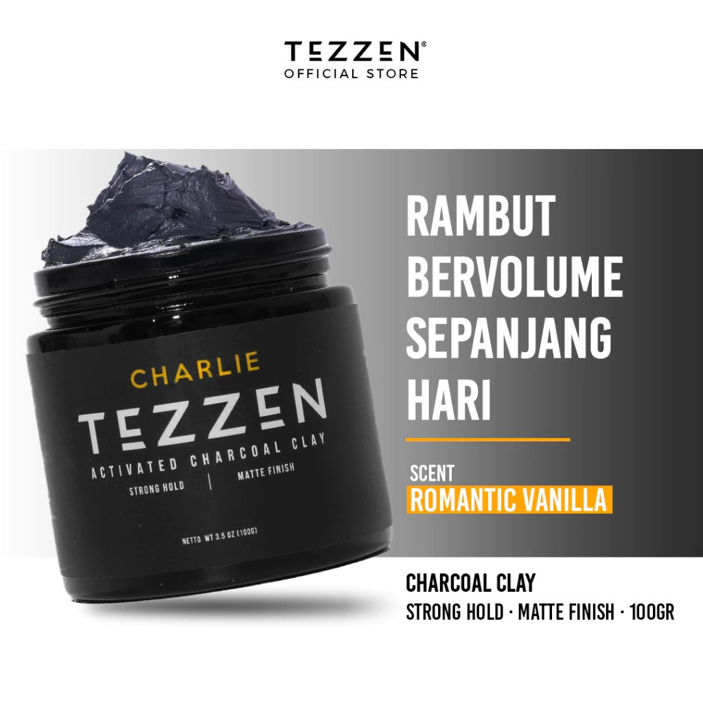 Jual Tezzen Charlie Charcoal Clay - Premium Hair Clay Rambut Keren ...