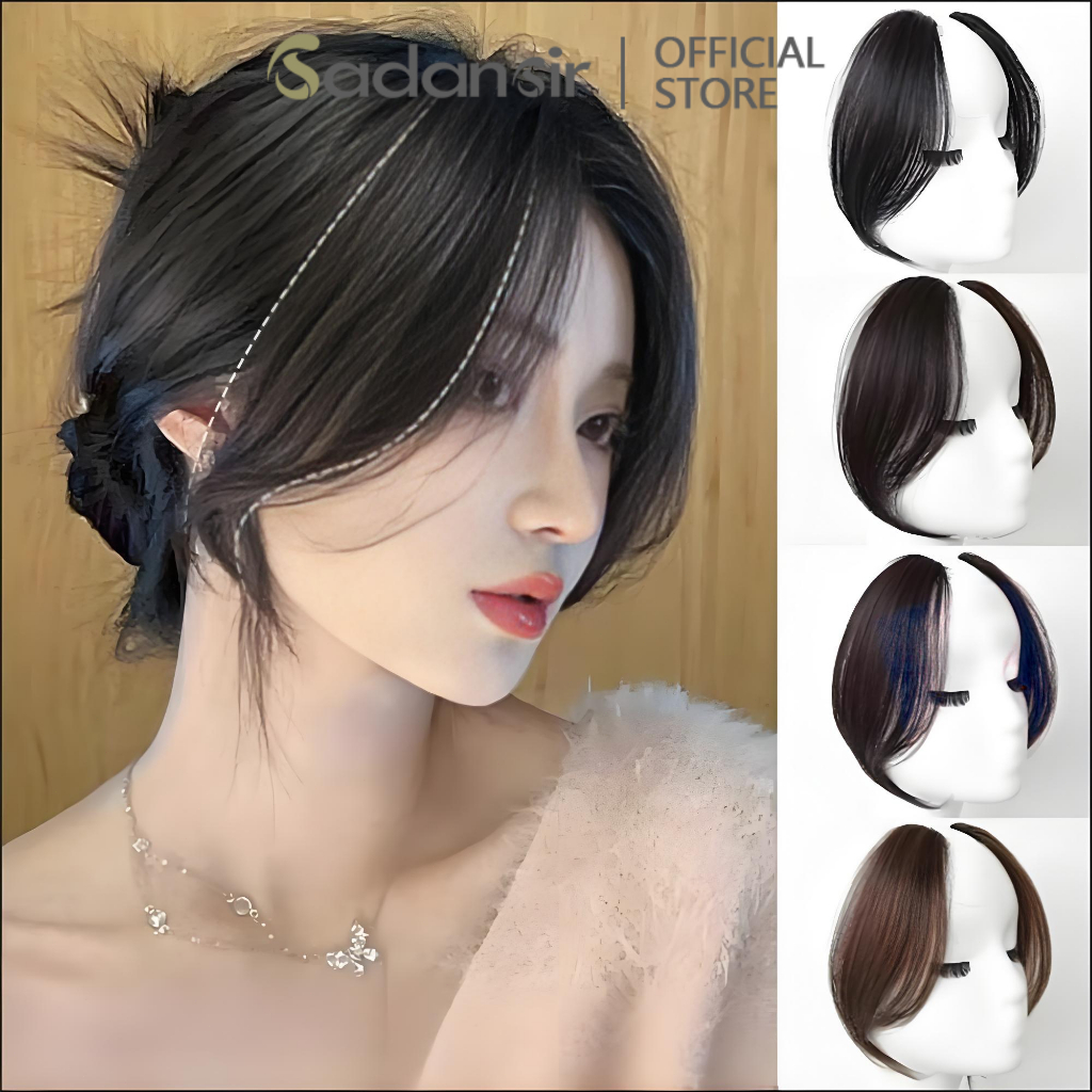 Jual Sadansir 2pcs Poni Clip Rambut Poni Palsu Wanita Tipis Kiri Kanan ...