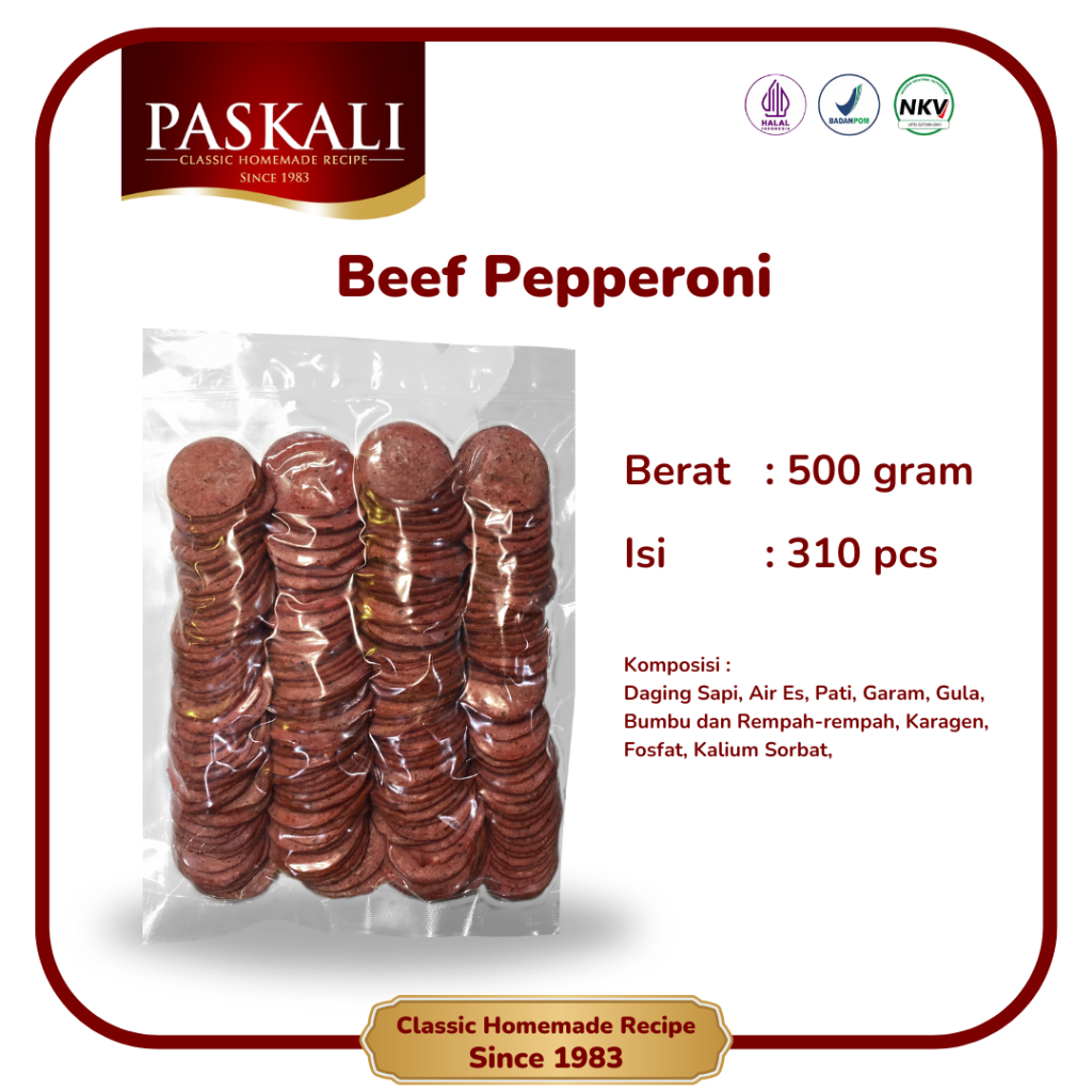 Jual Paskali Beef Pepperoni 500 Gram Isi 310 Pcs | Shopee Indonesia