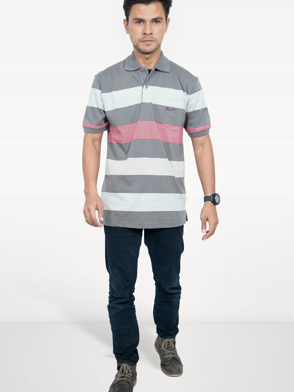 Jual Hassenda James Kaos Polo Pria Motif Salur Terbaru Lengan Pendek ...