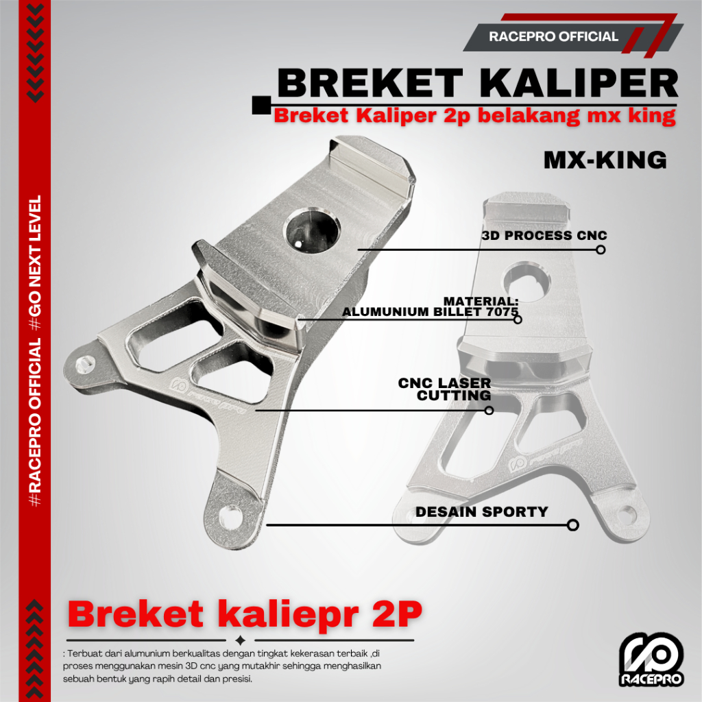 Jual RACEPRO BREKET KALIPER MX-KING 2 PISTON BREKET CALIPER 2P MX KING BREKET KALIPER MX KING ...