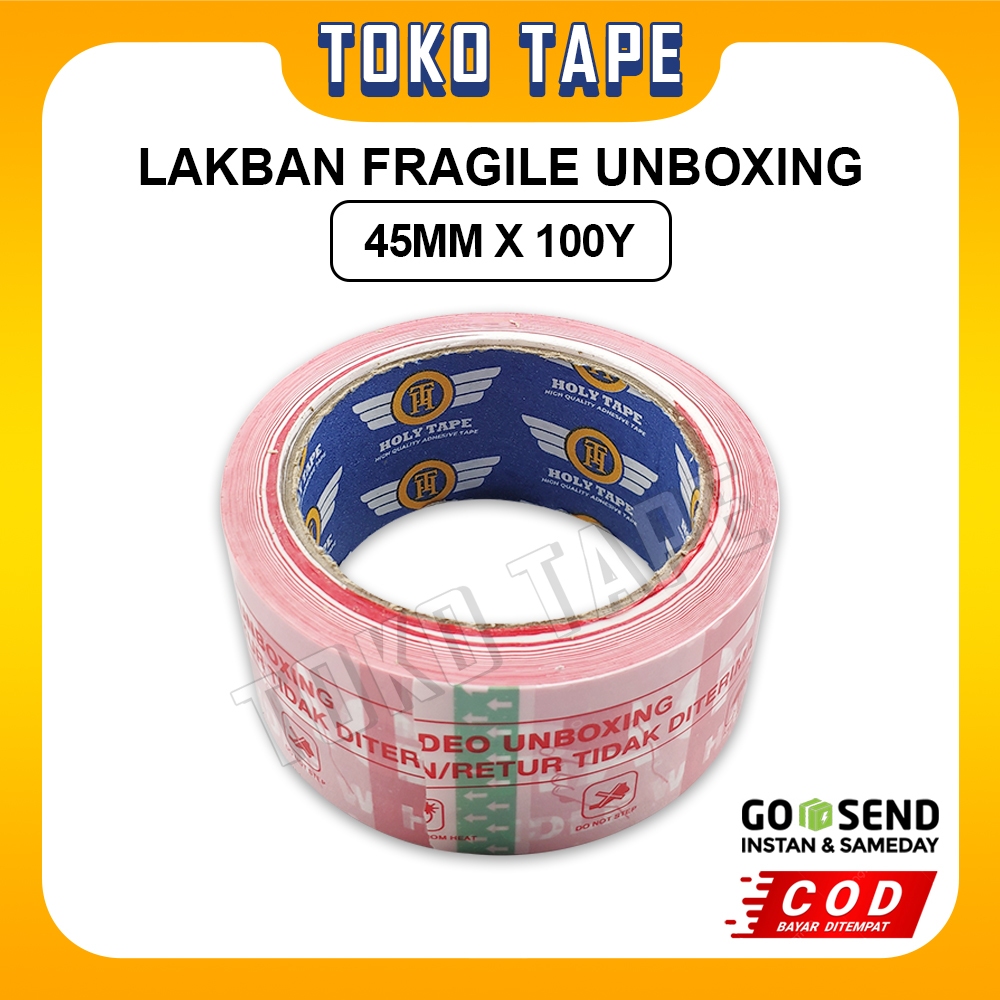 Jual LAKBAN FRAGILE UNBOXING 45 MM x 100 YARD HOLYTAPE KUALITAS ...