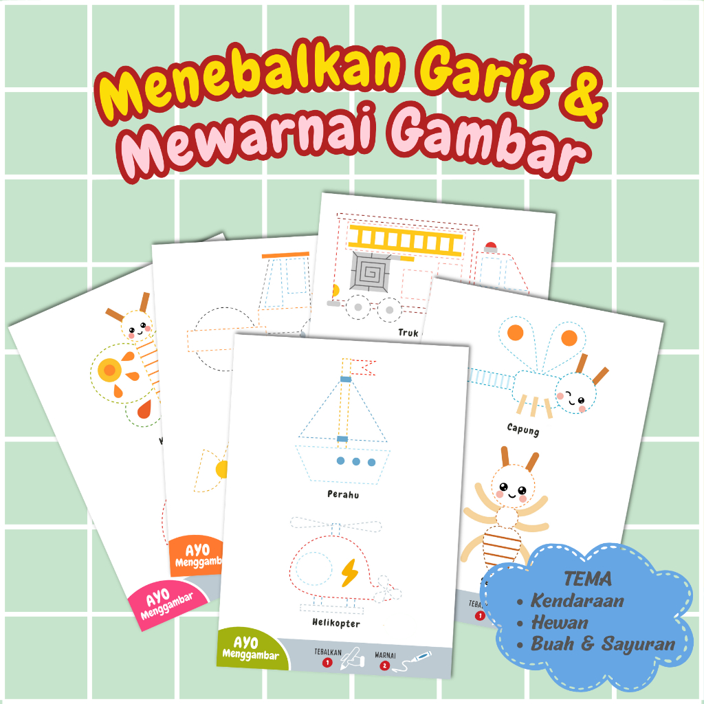 Jual Worksheet Tracing Lines / Aktivitas Belajar Menebalkan Garis ...