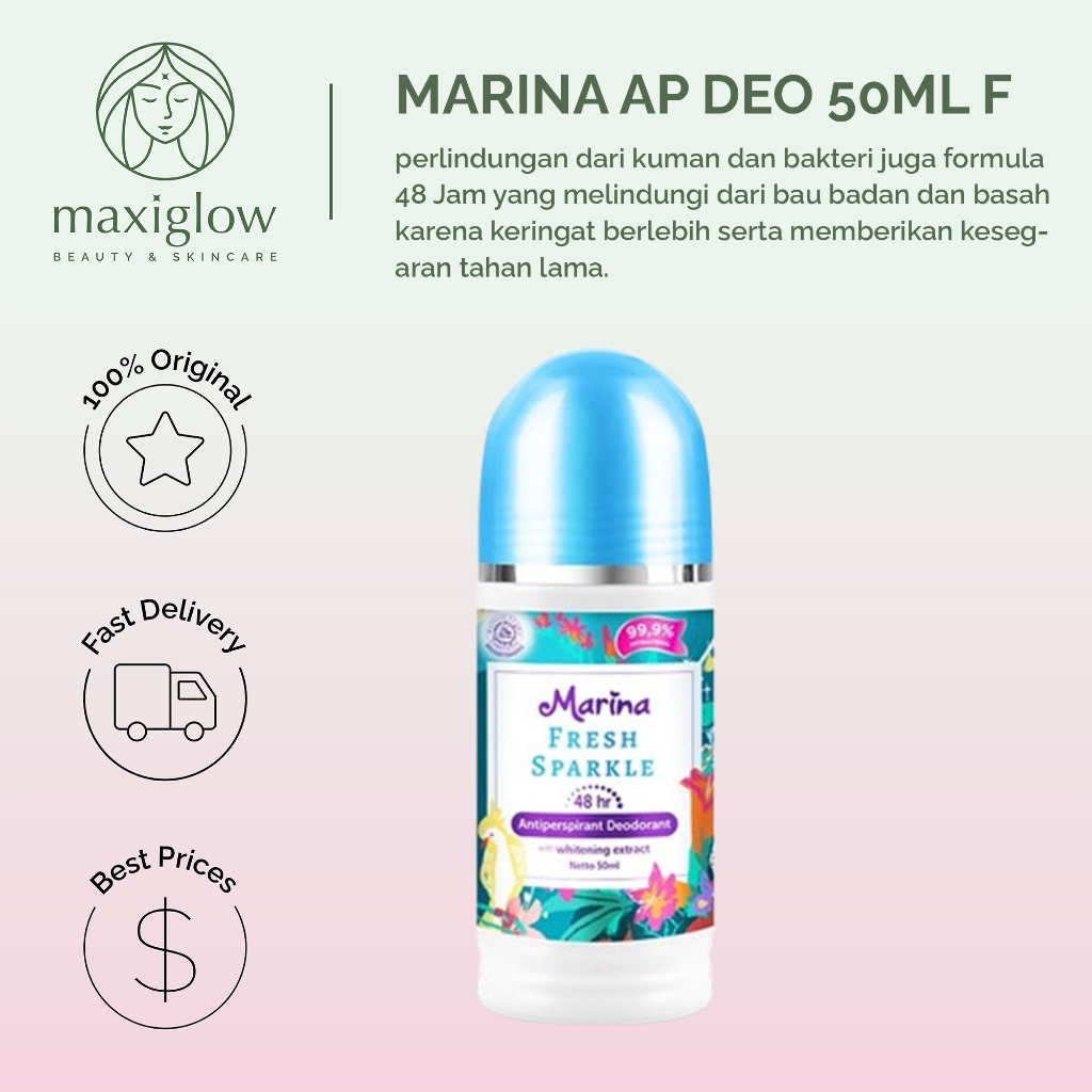 Jual Marina Antiperspirant Deodorant Roll On 50ml - Fresh Protection ...
