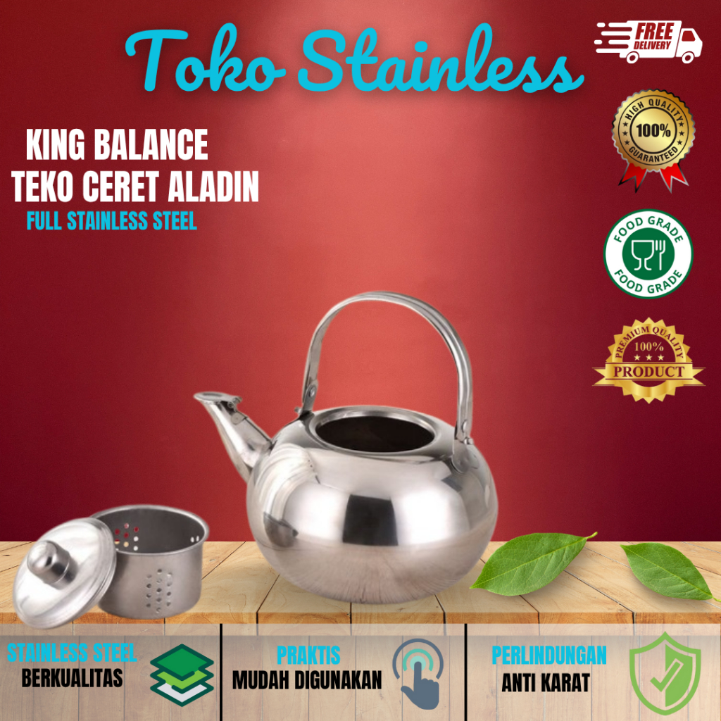 Jual Teko Ceret Air Aladin Stainless Steel / Teko Teapot Bulat Teko ...
