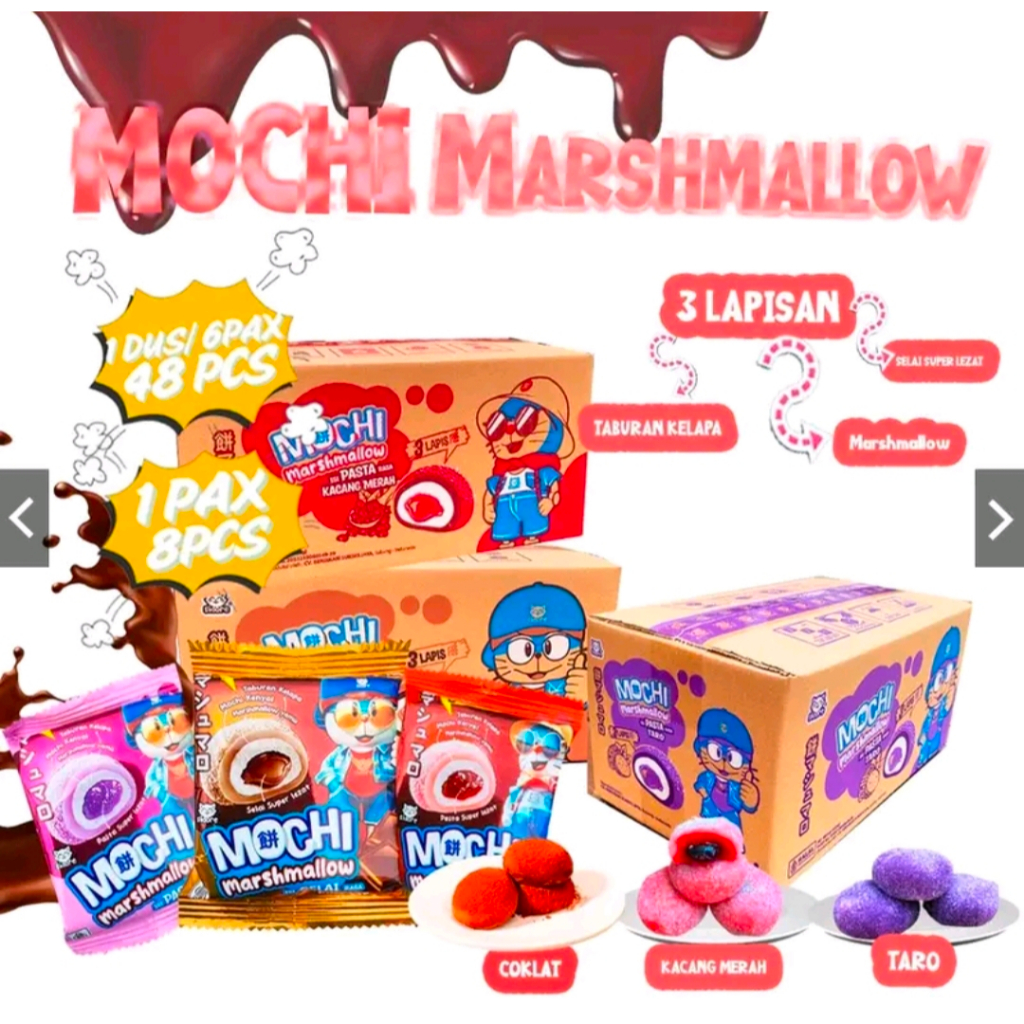 Jual Mochi marshmallow pasta 3 lapis mochi viral jajanan kekinian 1 ...