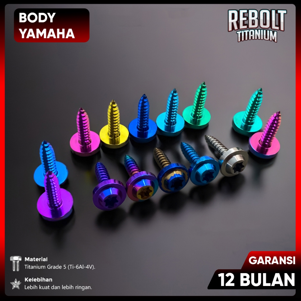 Jual Baut Probolt Titanium Body Kasar Yamaha Mio Fino Nmax Aerox Nouvo Xeon Jupiter Drat Kasar ...