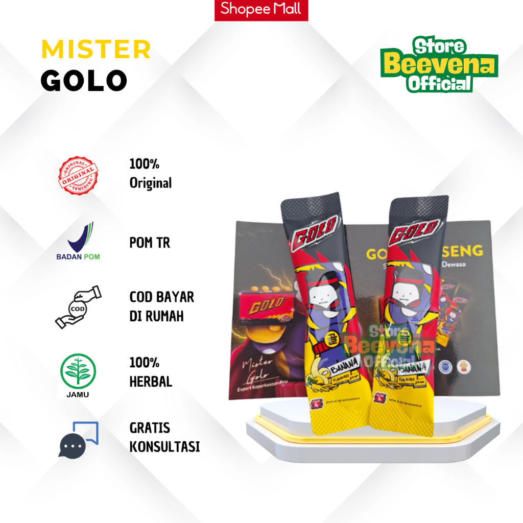 Jual Mister Golo Sachet Herbal Serbuk Rasa Banana Jelly Madu Dengan ...