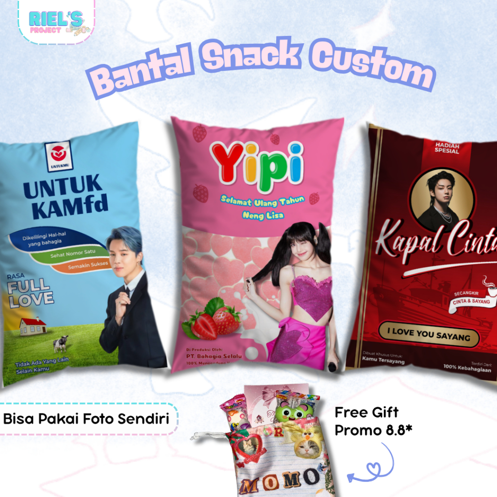 Jual Bantal Snack Ganti Foto/Custom/Bantal kado/bantal lucu | Shopee ...