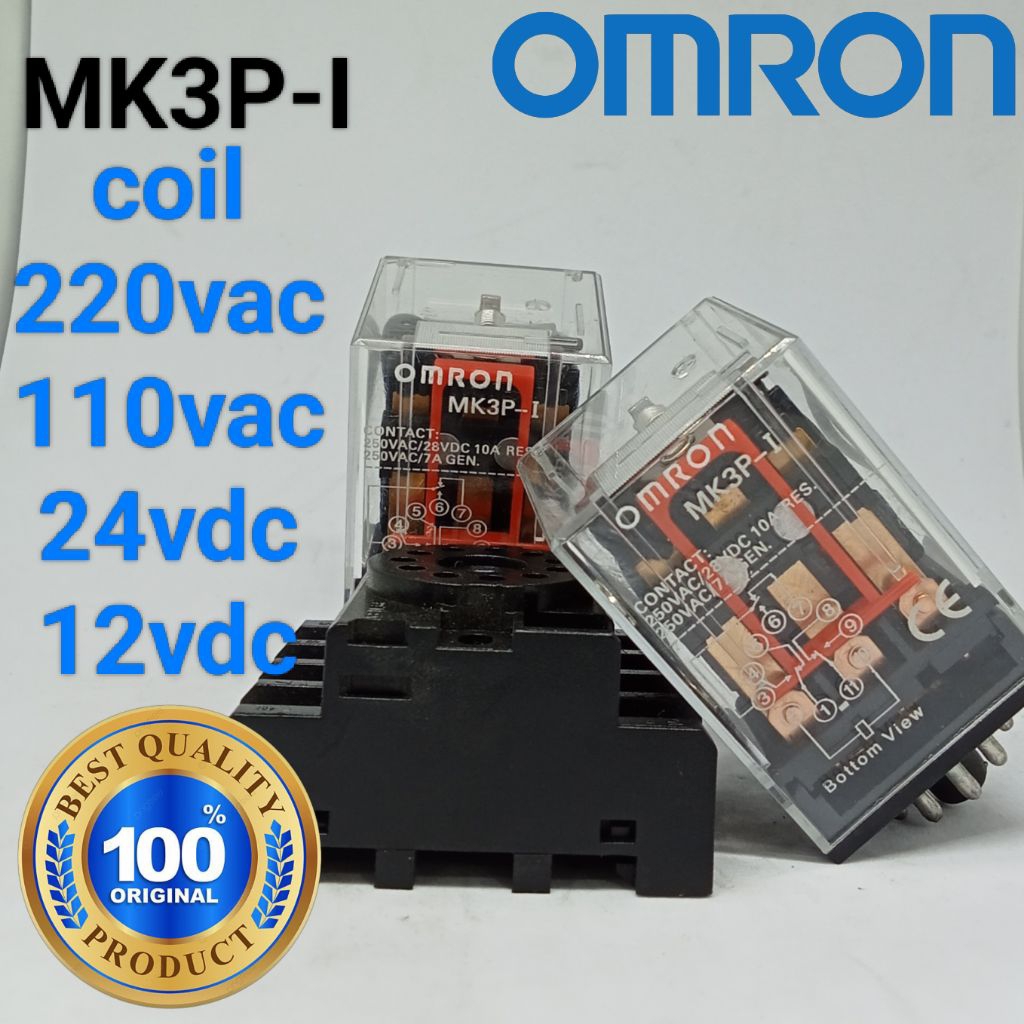 Jual Omron relay mk3p-i mk 3p mk3 220vac 10a 11pin set socket original ...