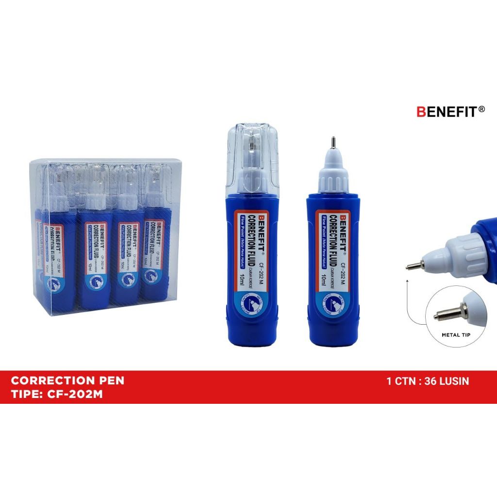 Jual Correction Pen / tipex cair Biru GM / Benefit / Squeezy /Esco ...