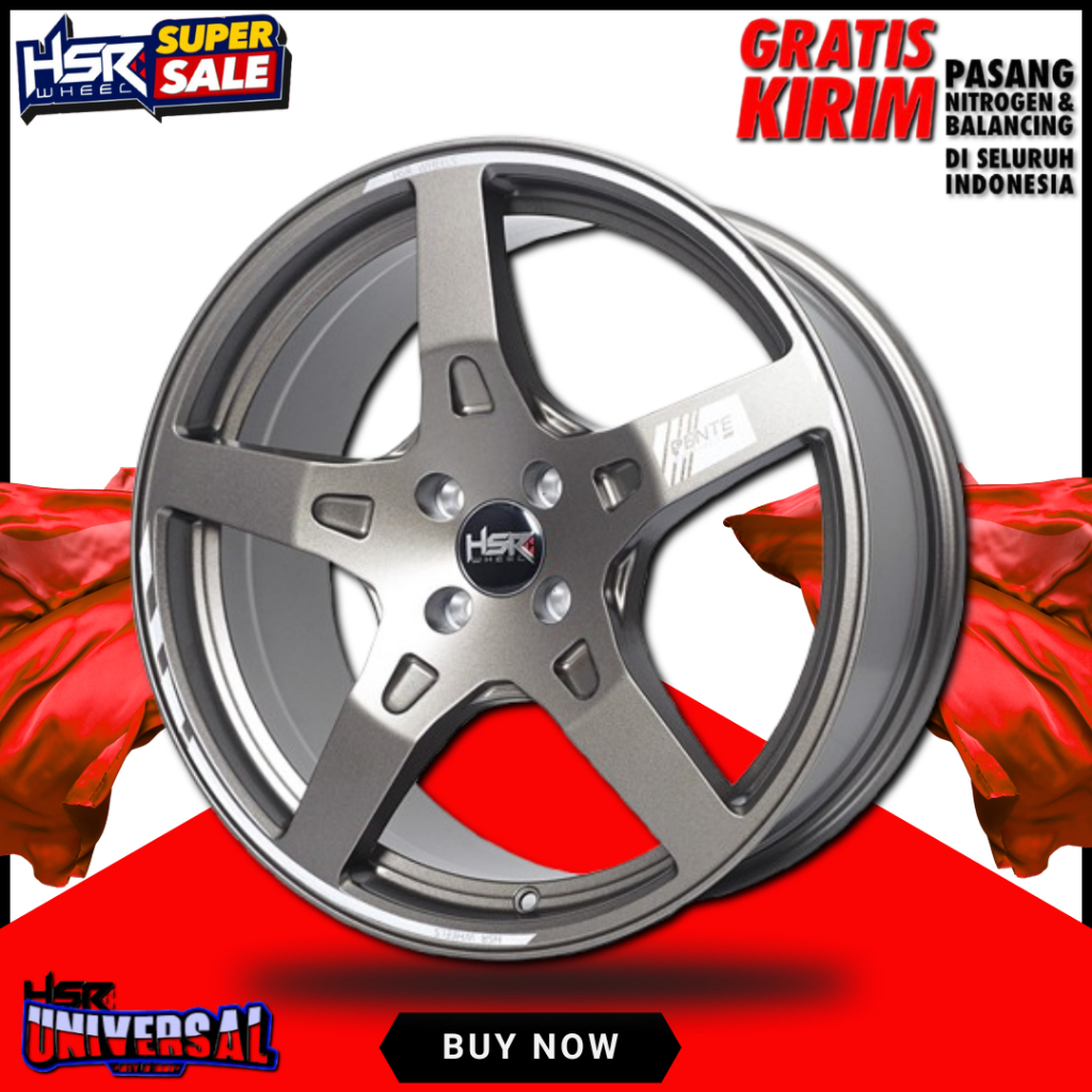 Jual VELG MOBIL MODEL PALANG 5 TIPE HSR PENTE HSR R18X8 H4X100 ET42 ...