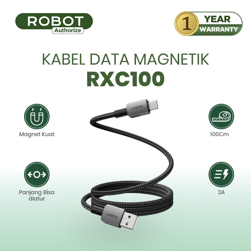 Jual ROBOT Kabel Data Anti Kusut / Kabel Data Magnetik 1 M Kabel Type C ...