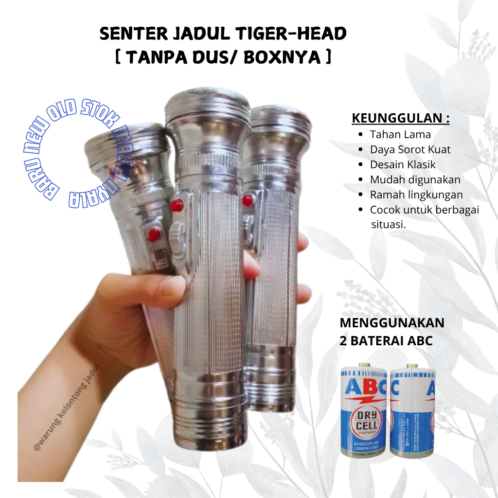 Jual [ KONDISI NYALA ] SENTER SENTOLOP JADUL TIGER HEAD BATERAI BESAR ...